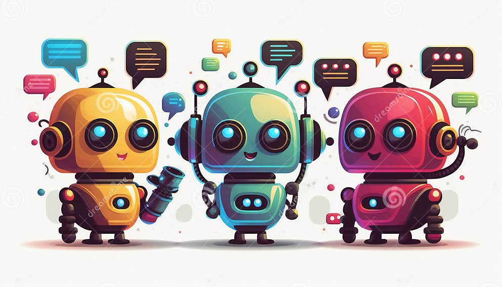 Chat Bot Cartoon Artificial Intelligence Concept, Cute Character and ...
