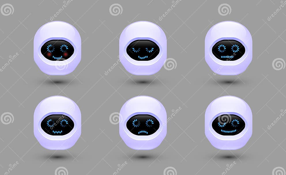 Chat Bot Faces. Robot with Different Emotions Stock Vector ...
