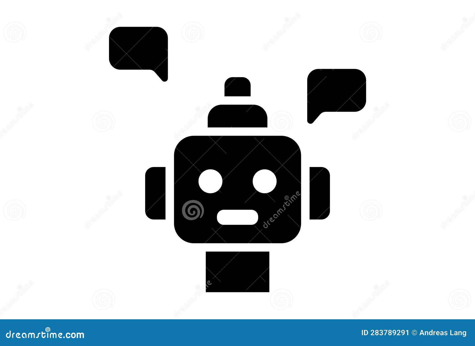 Chat Bot Flat App Icon Minimalist Web Symbol Black Sign Stock ...