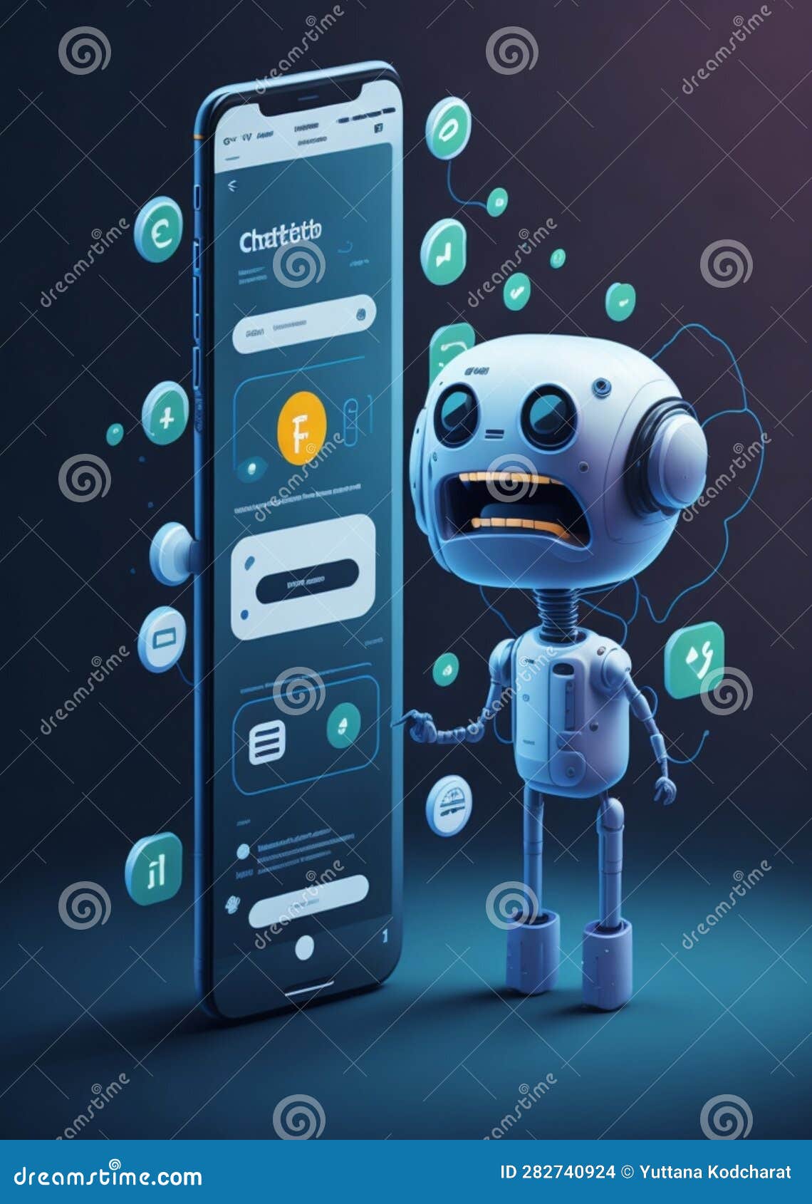 Chat bot gpt 3D model stock illustration. Illustration of machine ...