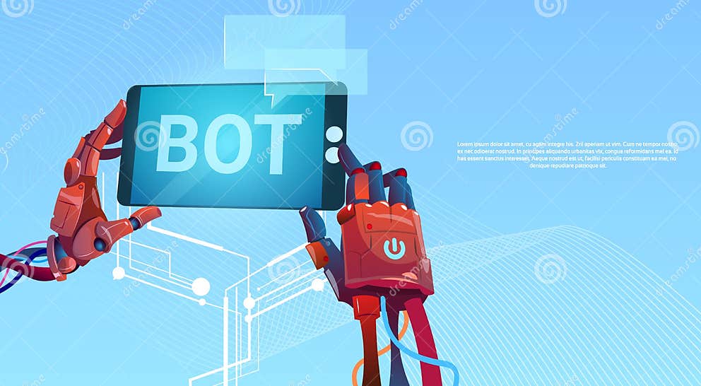 Chat Bot Hands Using Cell Smart Phone, Robot Virtual Assistance of ...