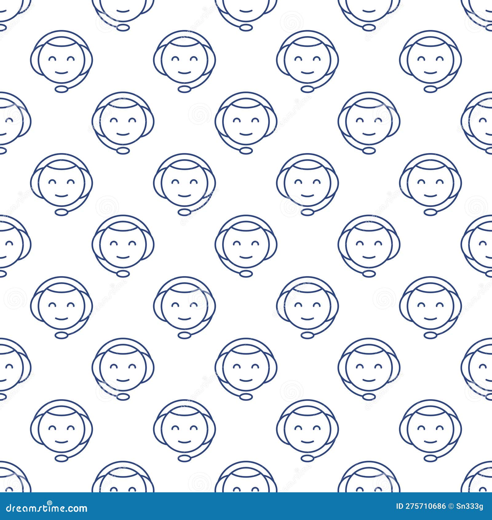 Chat Bot Head with Headset Vector Concept Line Seamless Pattern Stock ...