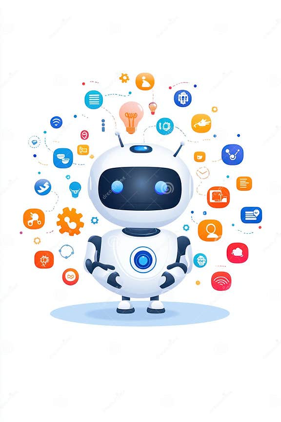 Chat Bot Icon, a Sleek 2D Rendering of an AI Chatbot, Characterized by ...