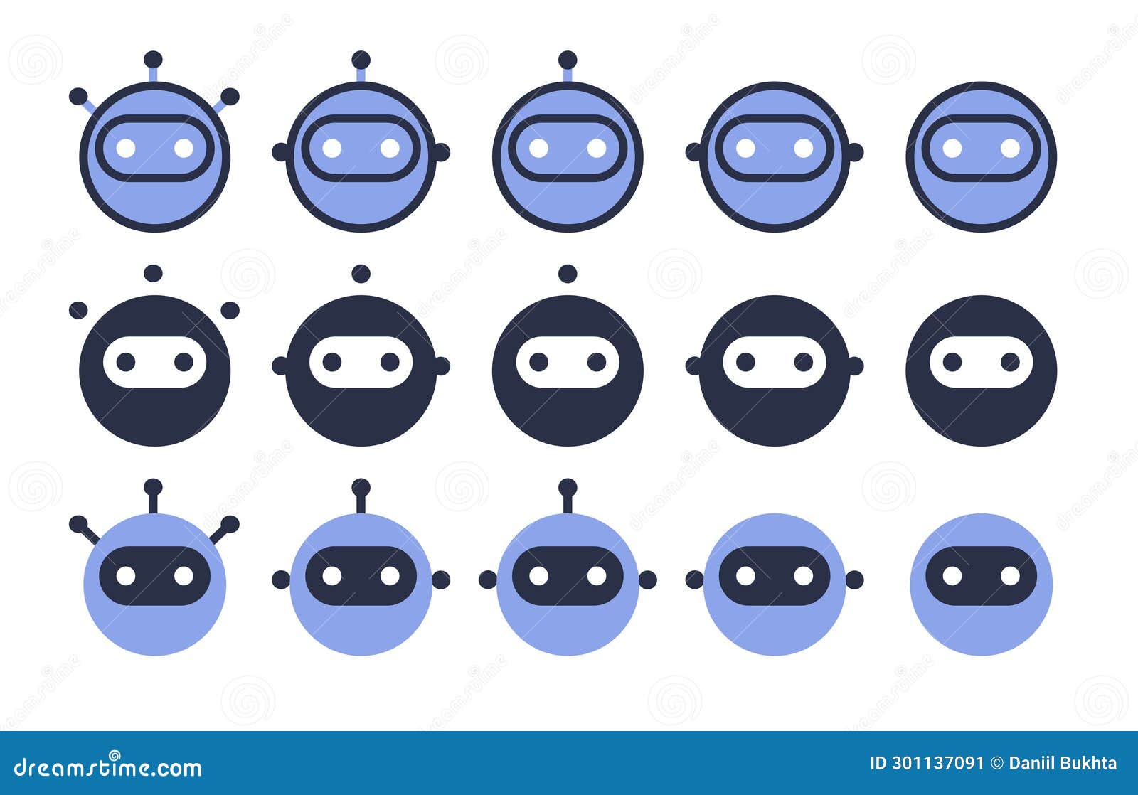 Chat Bot. the Main Work. Clip Art Set. Flat Style Stock Vector ...