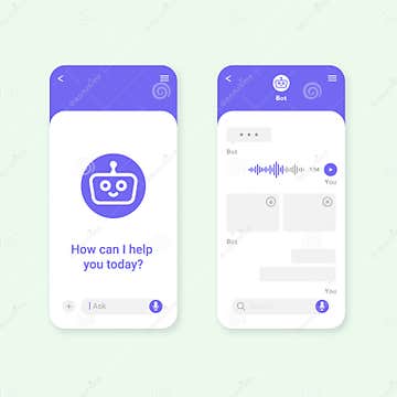 Chat Bot Mobile Application Dialog Box Template Concept. UI UX Elements ...