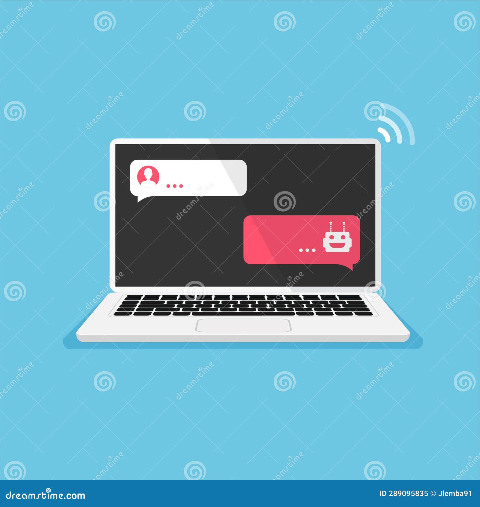 Chat Bot Open Laptop with Dialog Boxes. Stock Vector - Illustration of ...