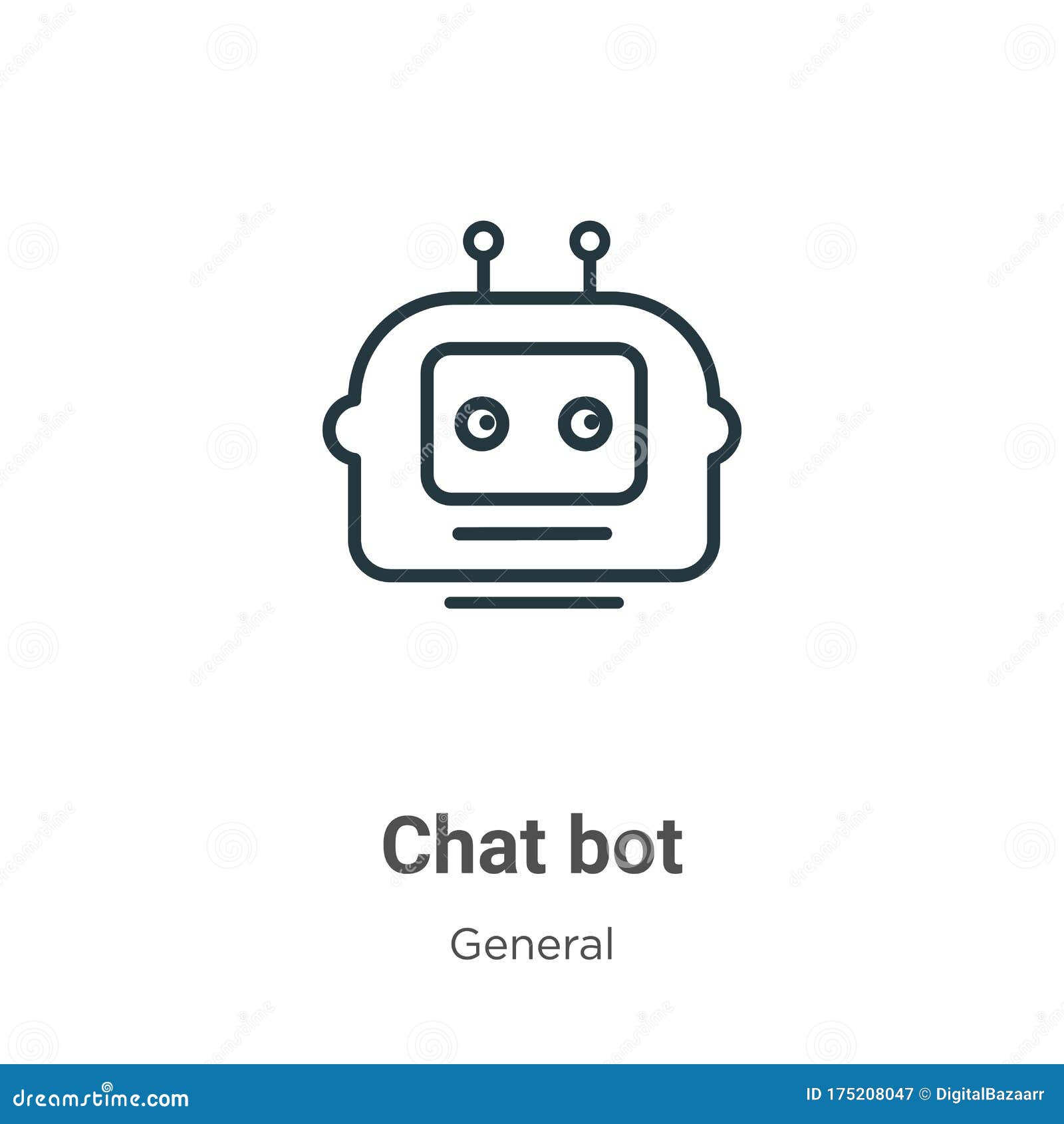Chat Bot Outline Vector Icon. Thin Line Black Chat Bot Icon, Flat ...