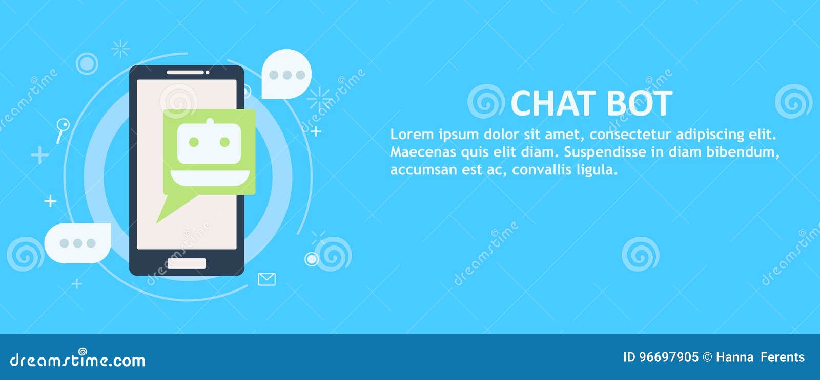 Chat bot on phone. Banner stock vector. Illustration of banner - 96697905