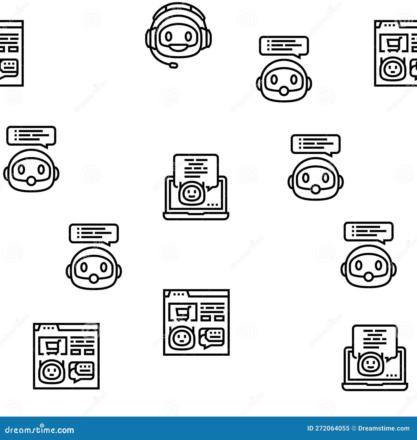 Chat Bot Robot Service Online Vector Seamless Pattern Stock Vector ...