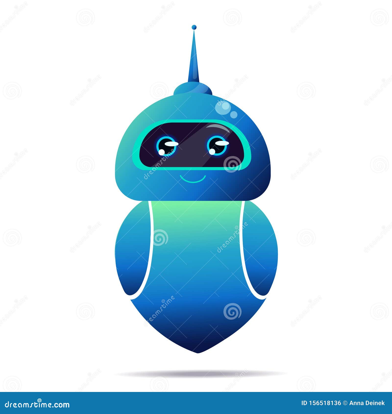 The Chat Bot Smiles and Waves Stock Vector - Illustration of cute ...