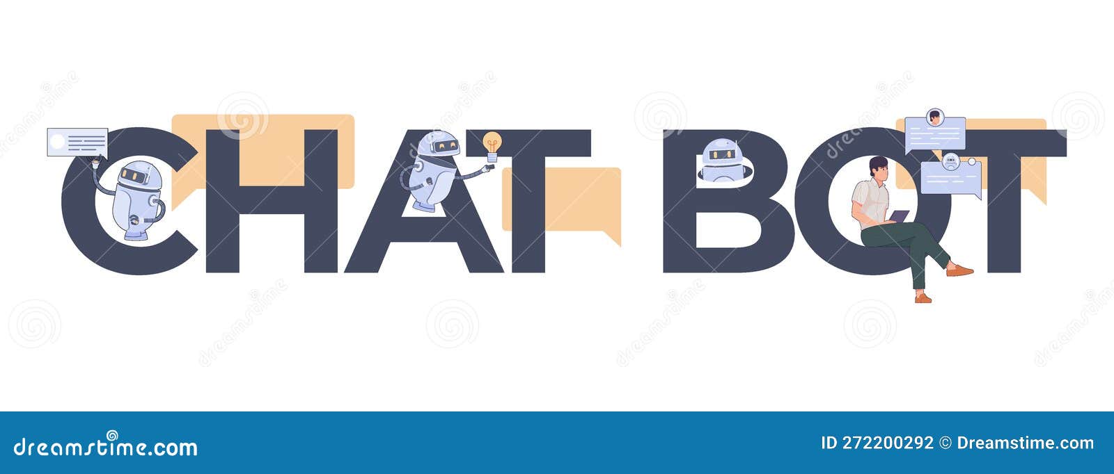 Chat Bot Text Composition stock illustration. Illustration of social ...