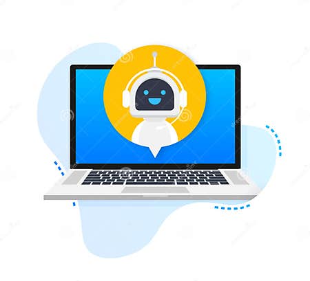 Chat Bot Using Laptop Computer, Robot Virtual Assistance of Website or ...