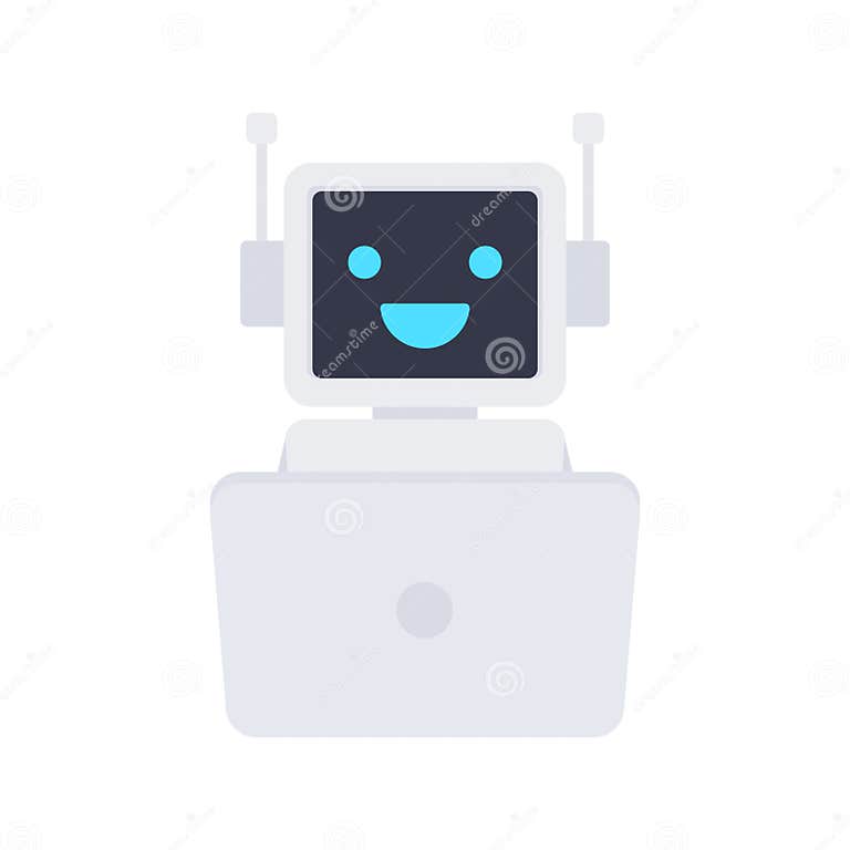 Chat Bot Using Laptop Computer, Robot Virtual Assistance of Website or ...