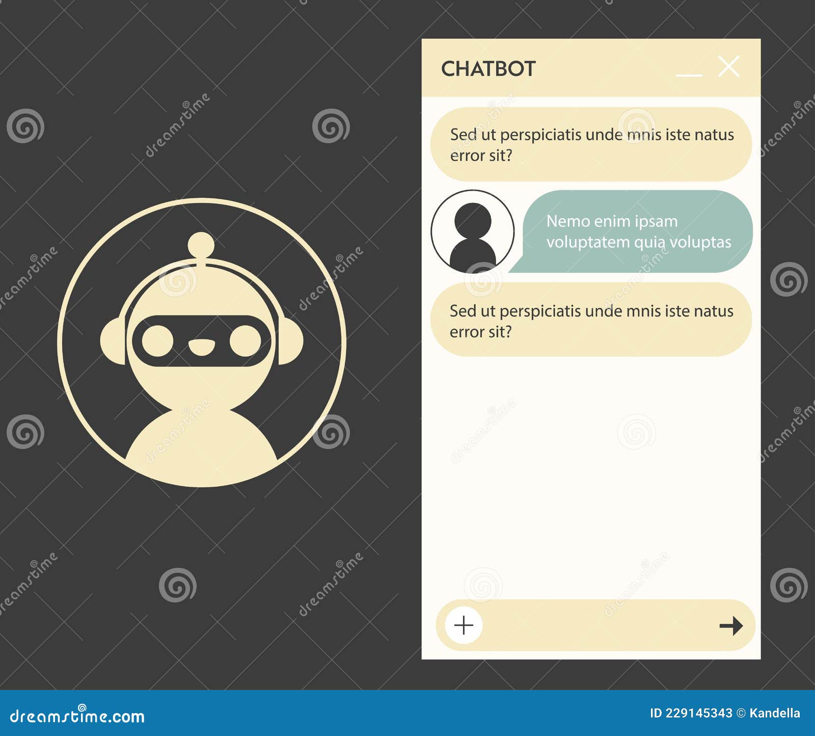 Chat Bot Window with Robot Icon Stock Vector - Illustration of profile, messenger: 229145343