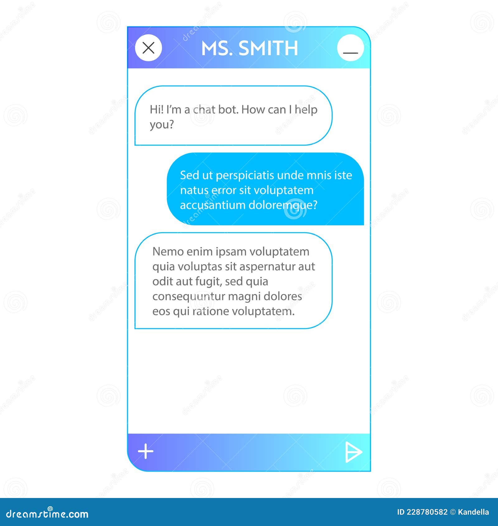 Chatbot window interface. stock vector. Illustration of template ...