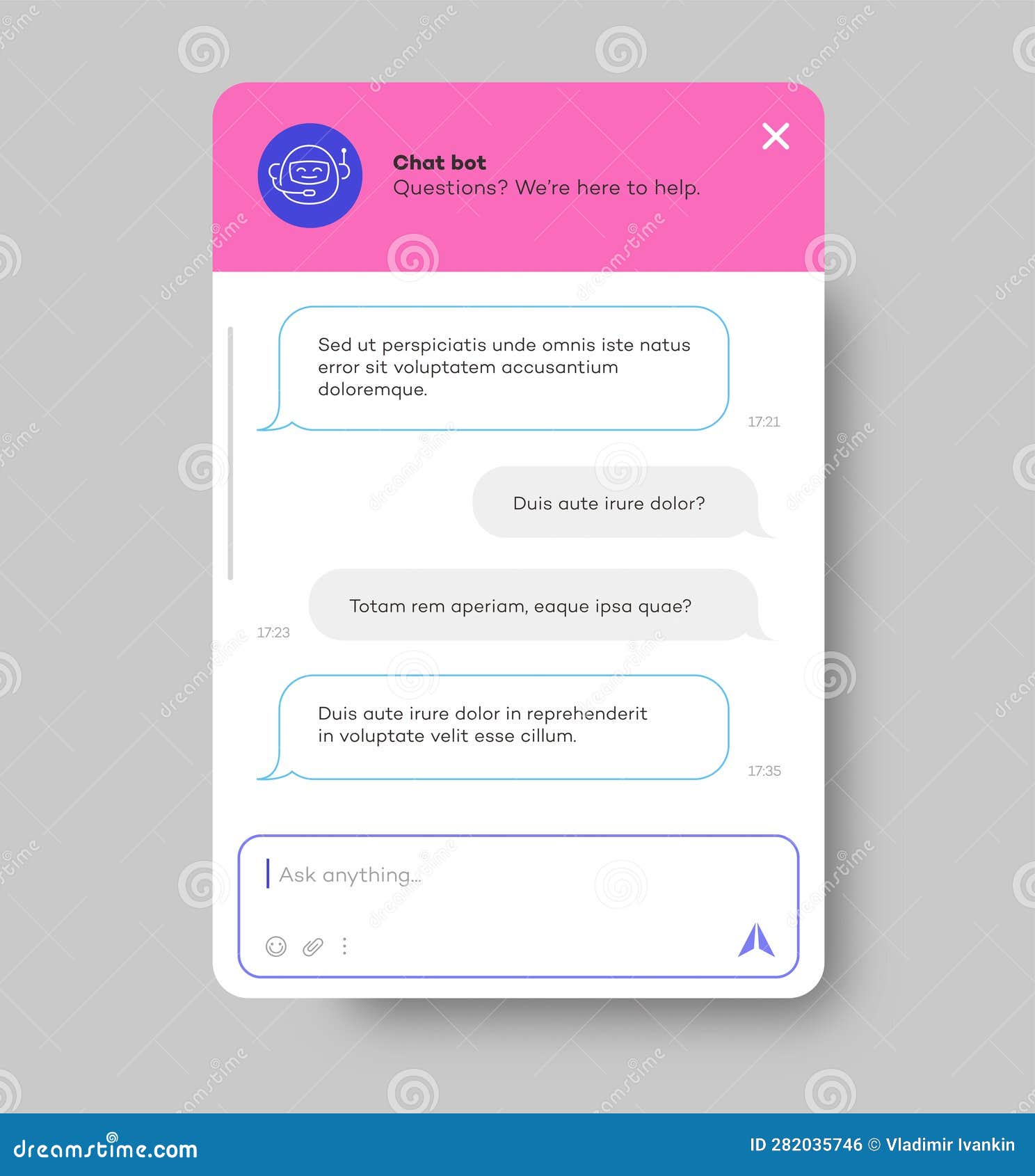 Chat Bot Window for Website and Mobile App Stock Vector - Illustration ... Chat Bot Window for Website and Mobile App Stock Vector - Illustration ...