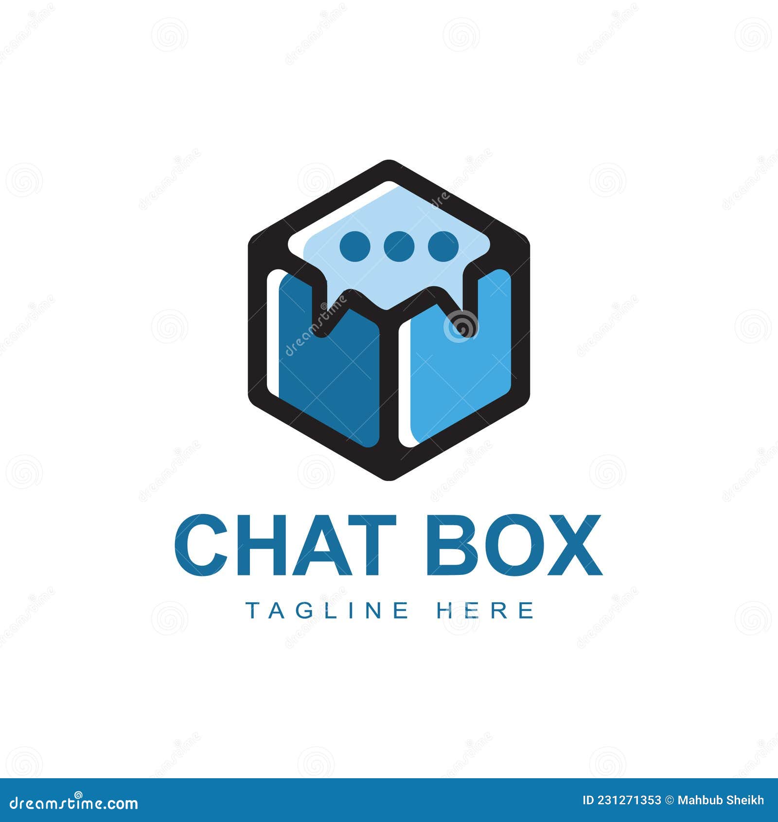 Chat Box Logo Design Template. People Chat and Store this Box Stock ...