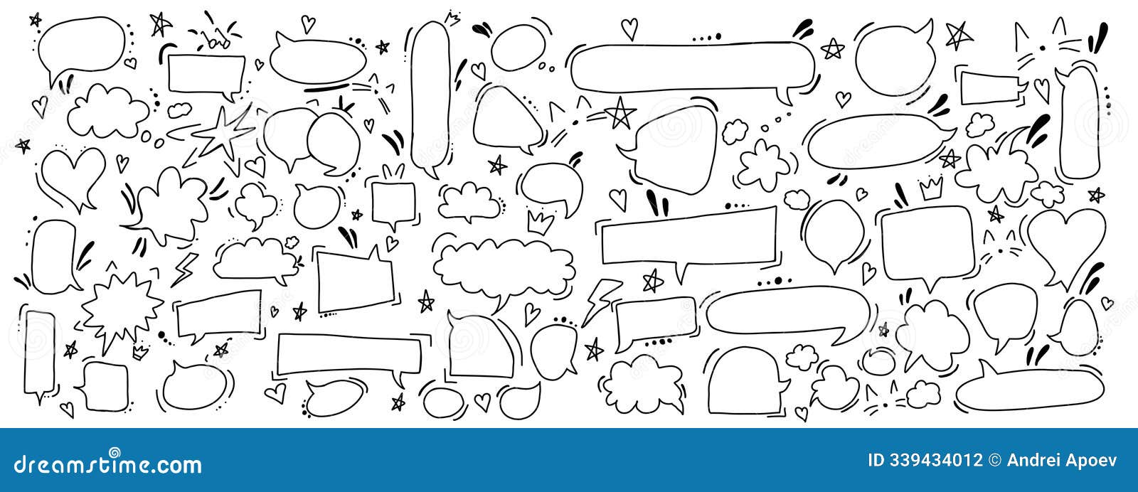 Chat Box Messages Doodle Line Vector Icons Bundle on White Stock Vector ...