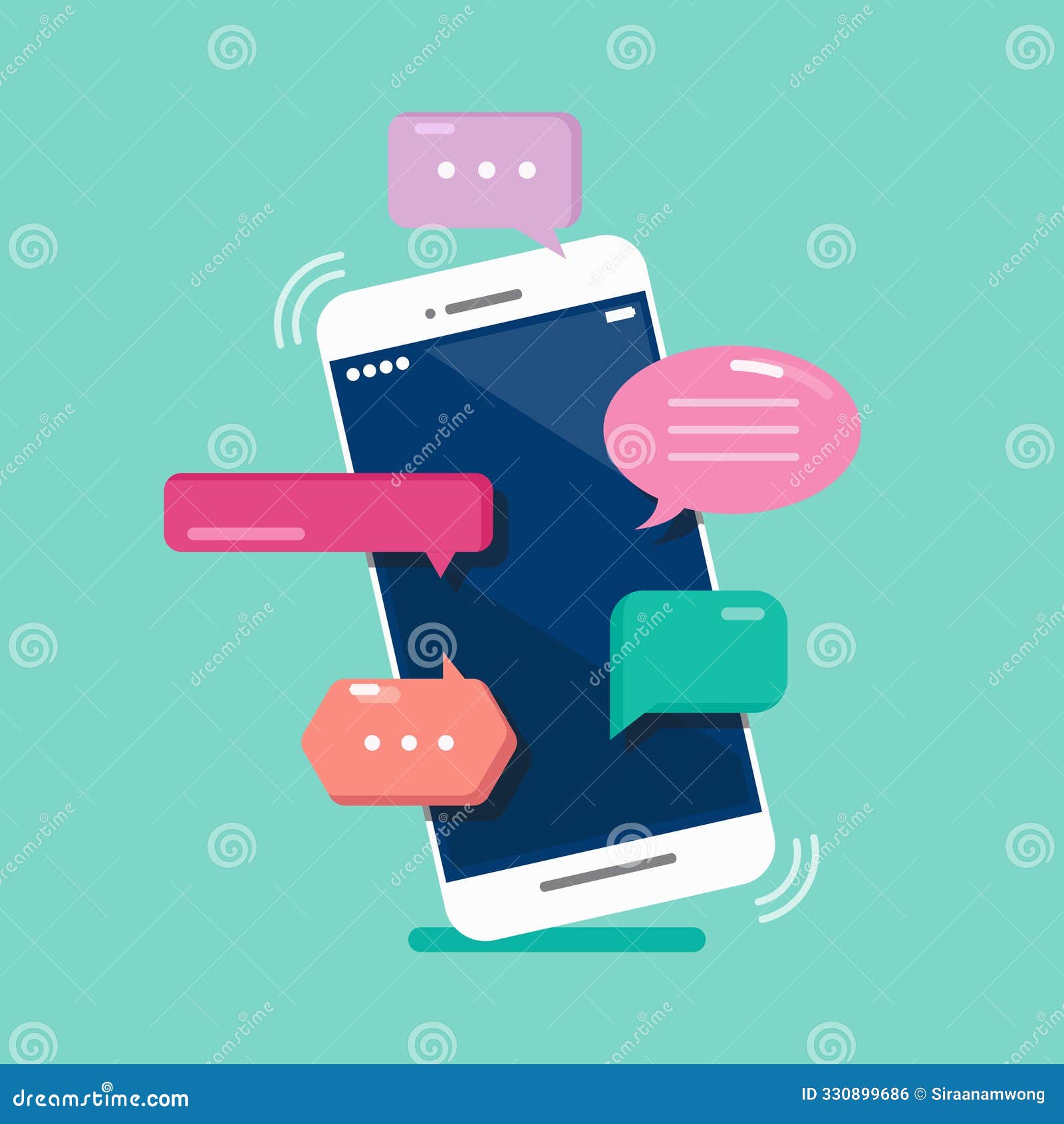Chat Box Notification on Smartphone Screen Stock Vector - Illustration ...