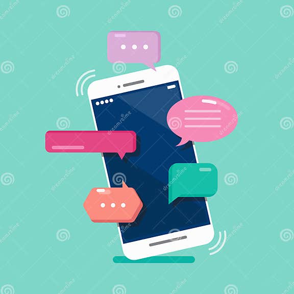 Chat Box Notification on Smartphone Screen Stock Vector - Illustration ...