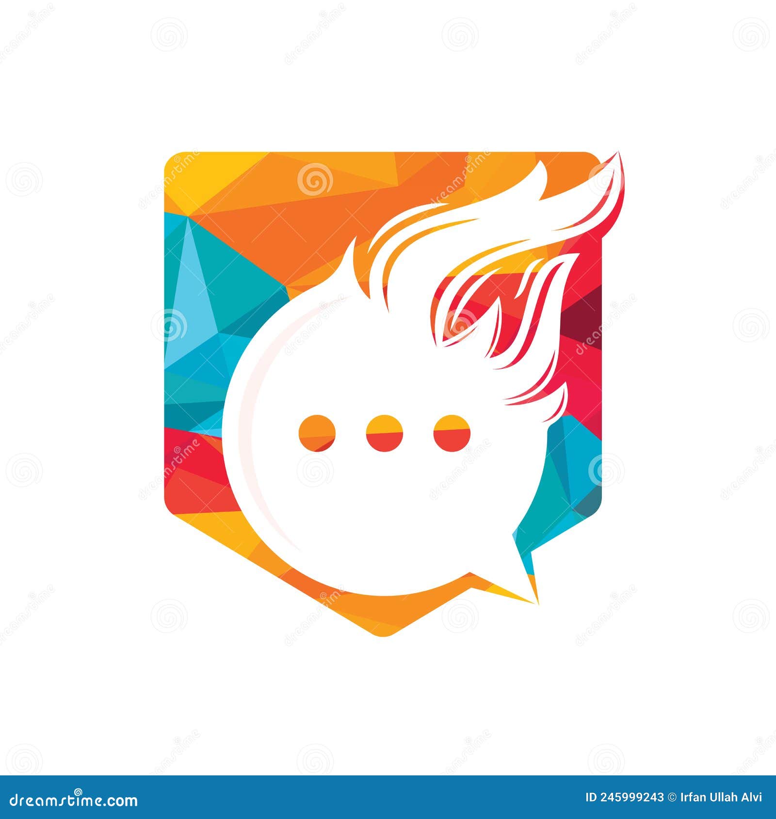 Fire Chat Vector Logo Design. Flame Talk Logo Design. Stock Vector ...