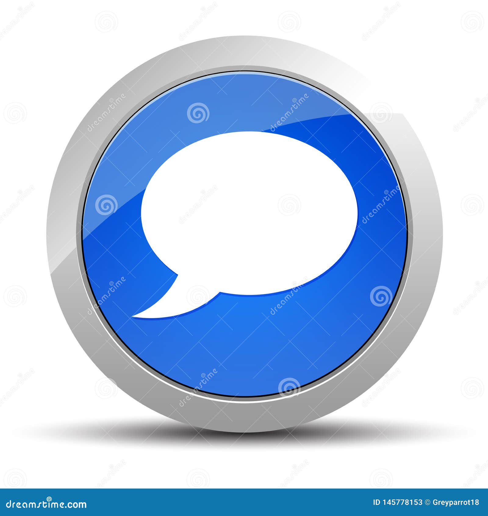 Chat Bubble Icon Blue Round Button Illustration Stock Illustration ...