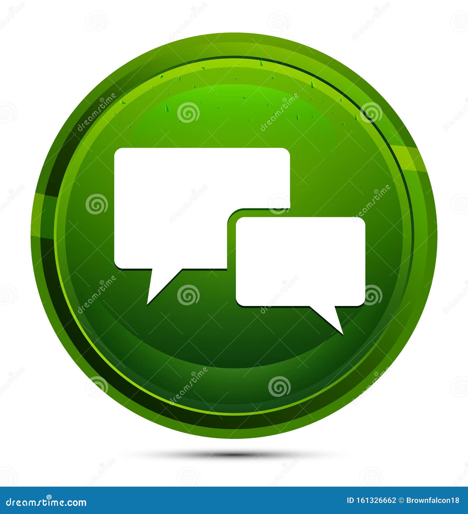 Chat Bubble Icon Glassy Green Round Button Illustration Stock Vector ...
