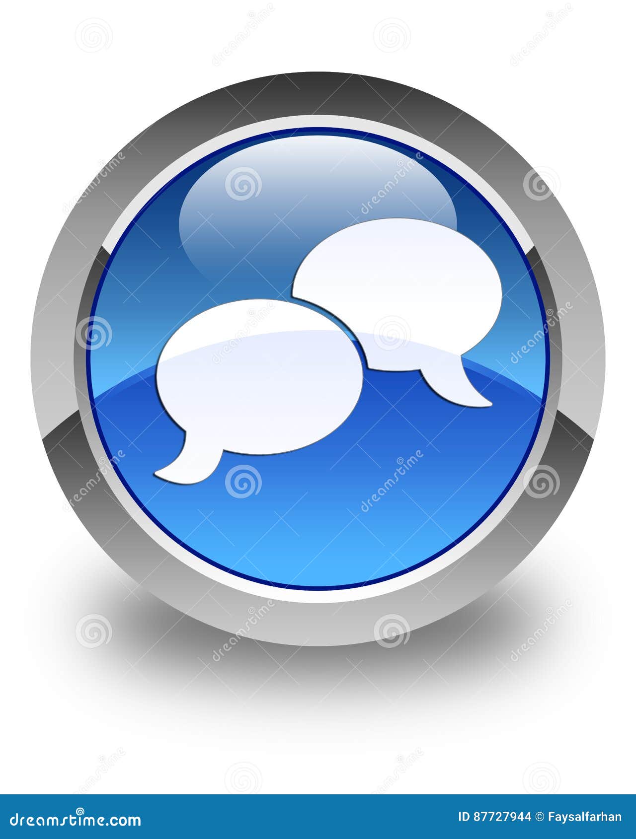Chat Bubble Icon Glossy Blue Round Button Stock Illustration ...