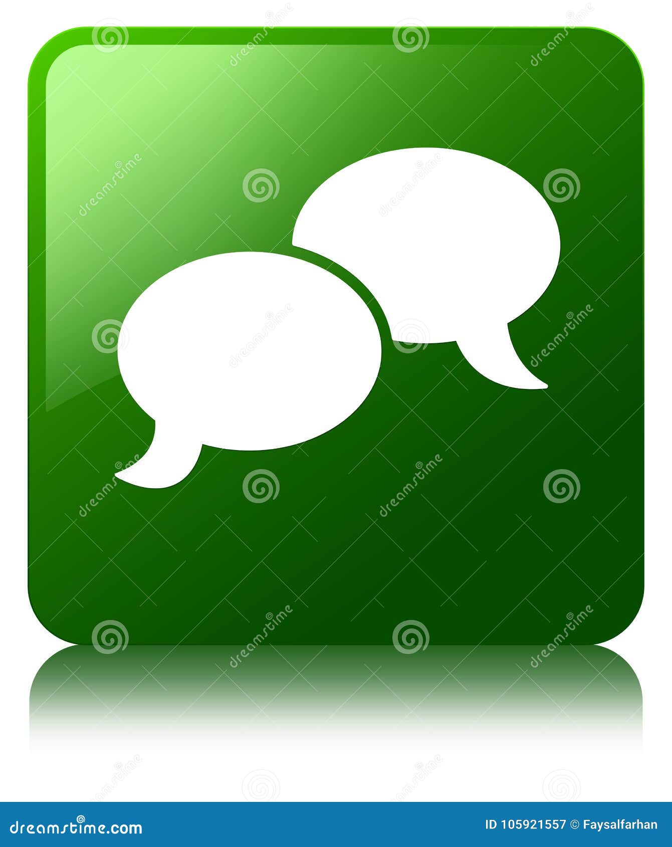 Chat Bubble Icon Green Square Button Stock Illustration - Illustration ...