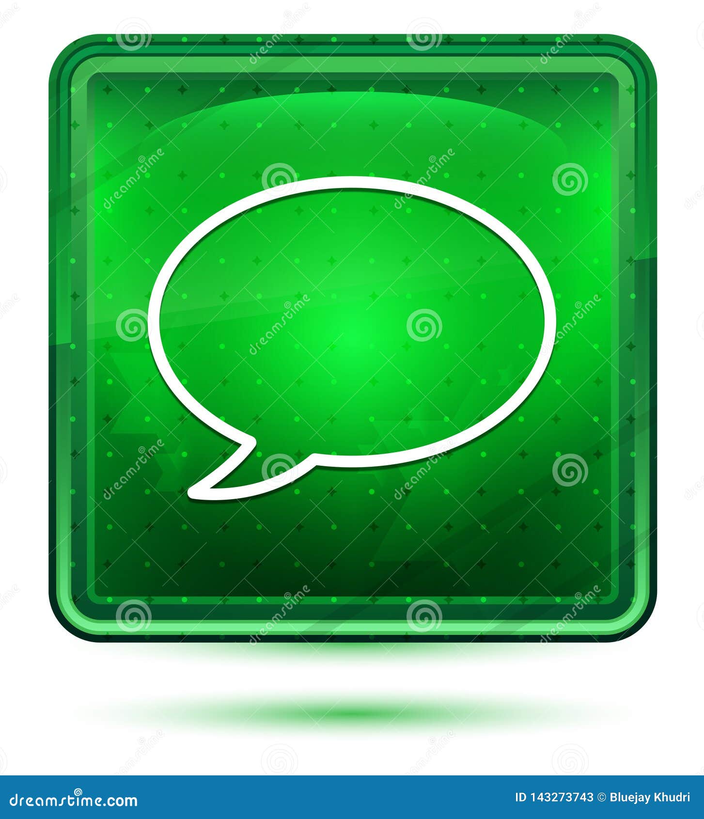 Chat Bubble Icon Neon Light Green Square Button Stock Illustration ...