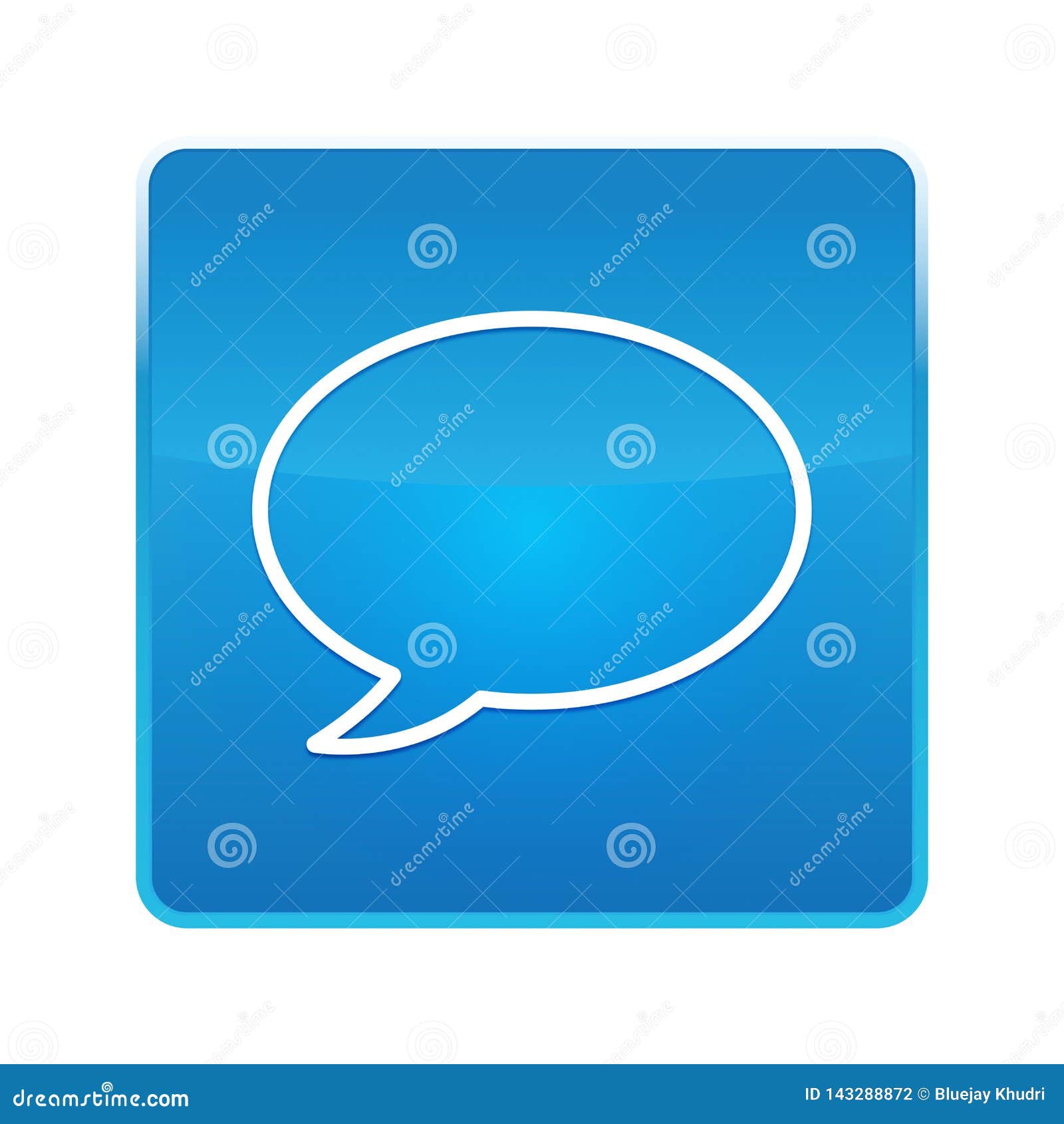 Chat Bubble Icon Shiny Blue Square Button Stock Illustration ...