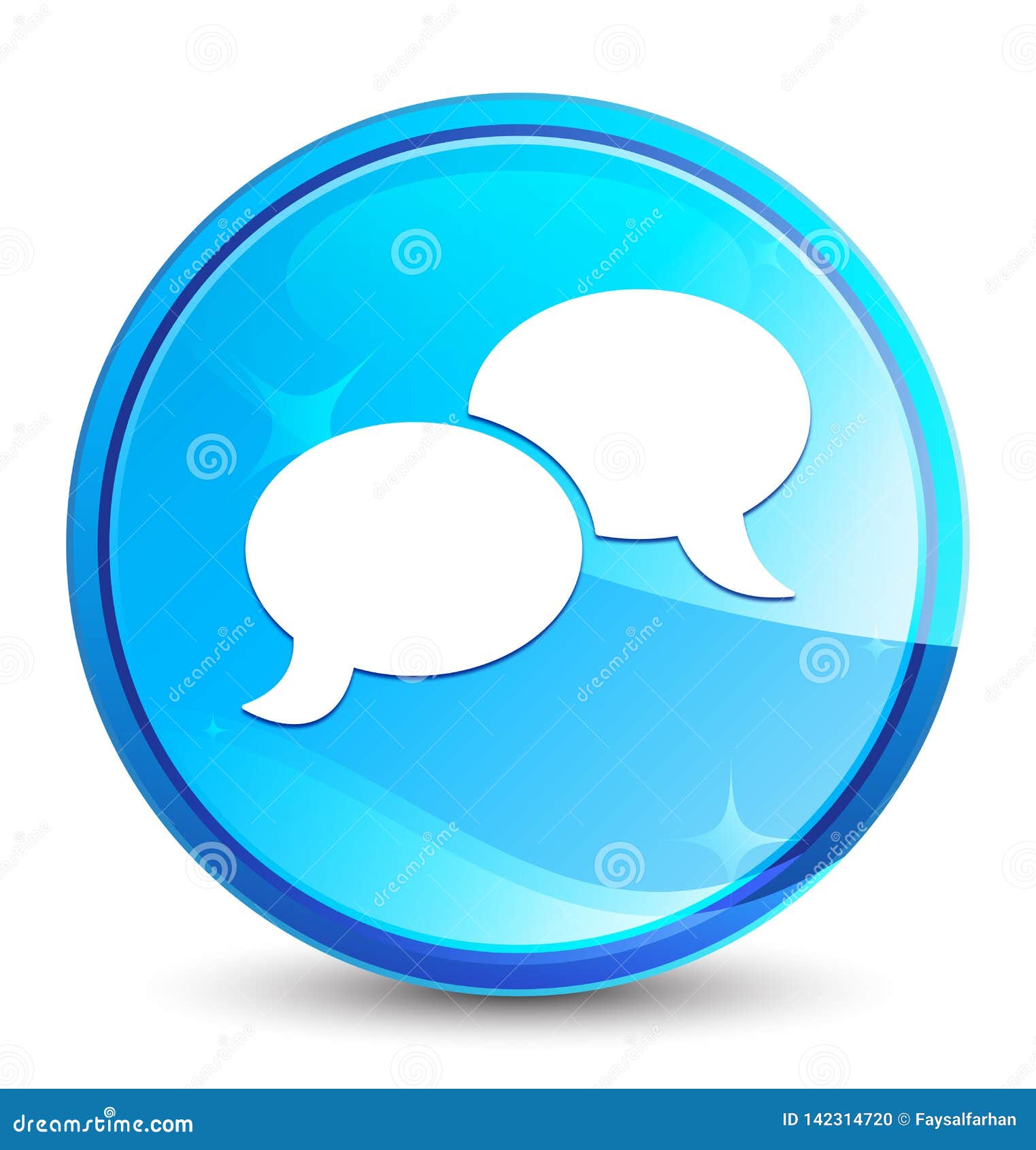 Chat Bubble Icon Splash Natural Blue Round Button Stock Vector ...