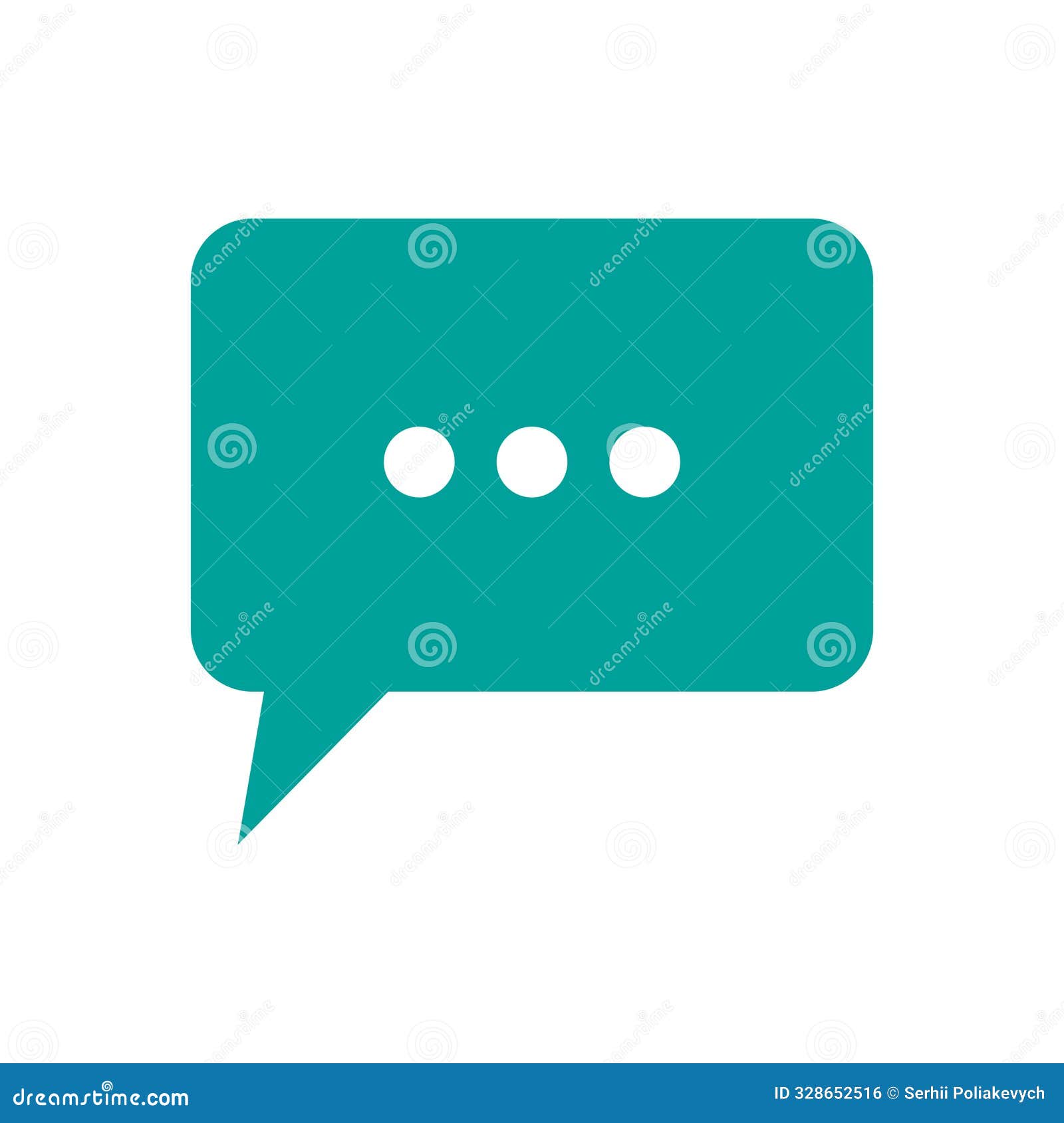 Chat Bubble Icon. Teal Speech Box. Message Dots Vector. Communication ...
