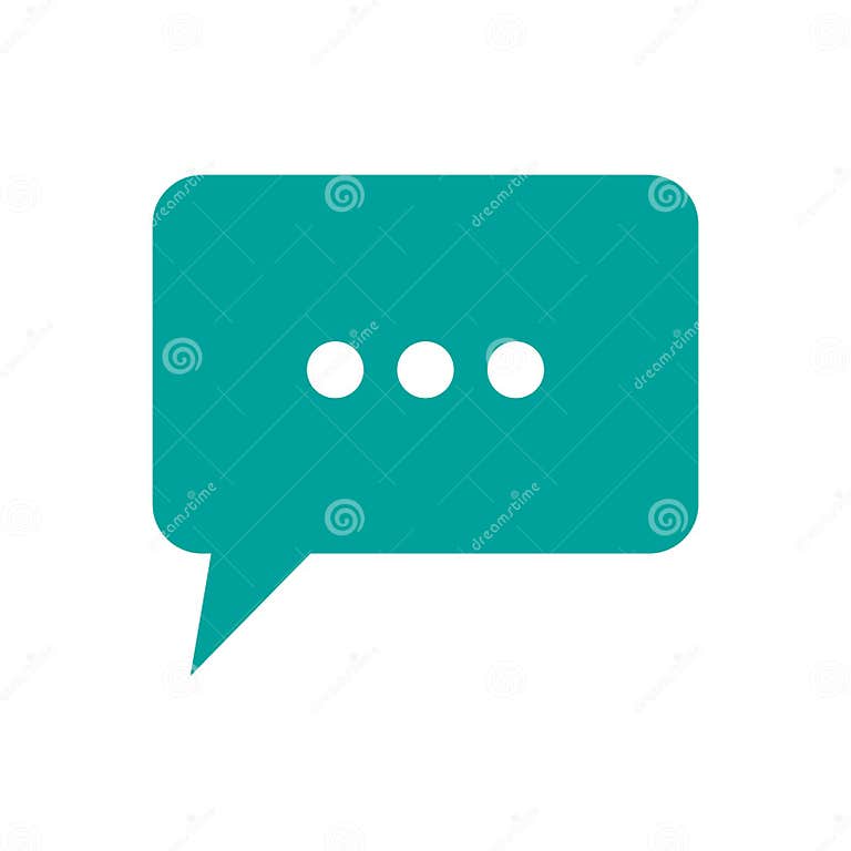 Chat Bubble Icon. Teal Speech Box. Message Dots Vector. Communication ...