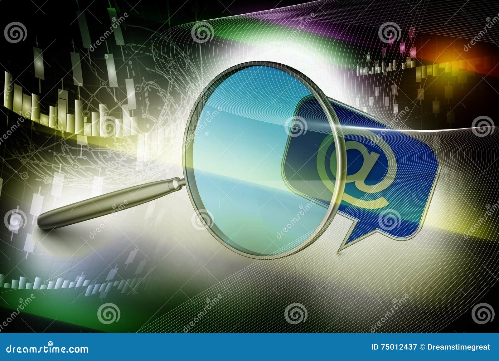Chat bubble with magnifier stock illustration. Illustration of ...