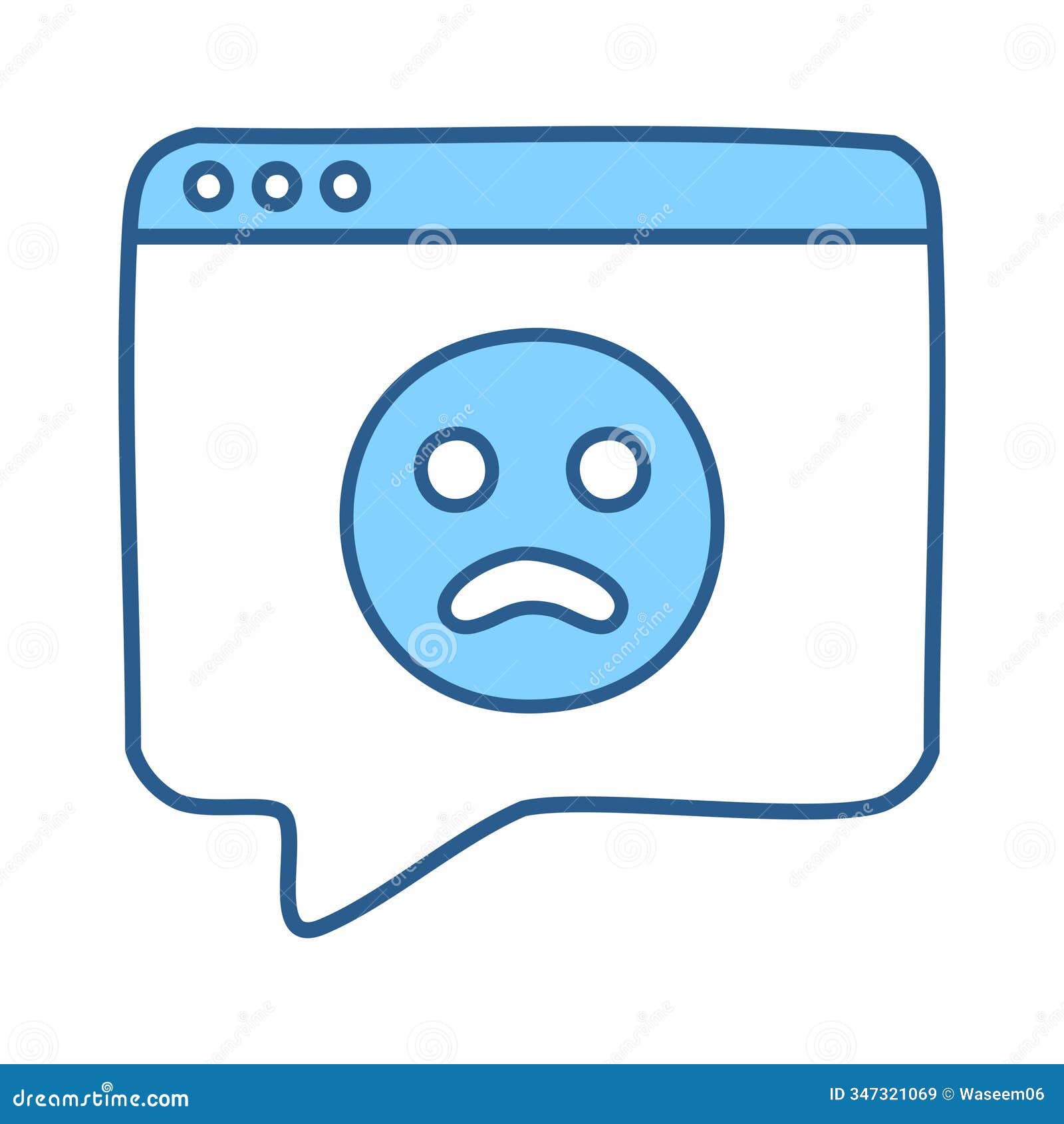 Chat Bubble with Sad Emoticon Icon Vector Illustration Design Graphic ...