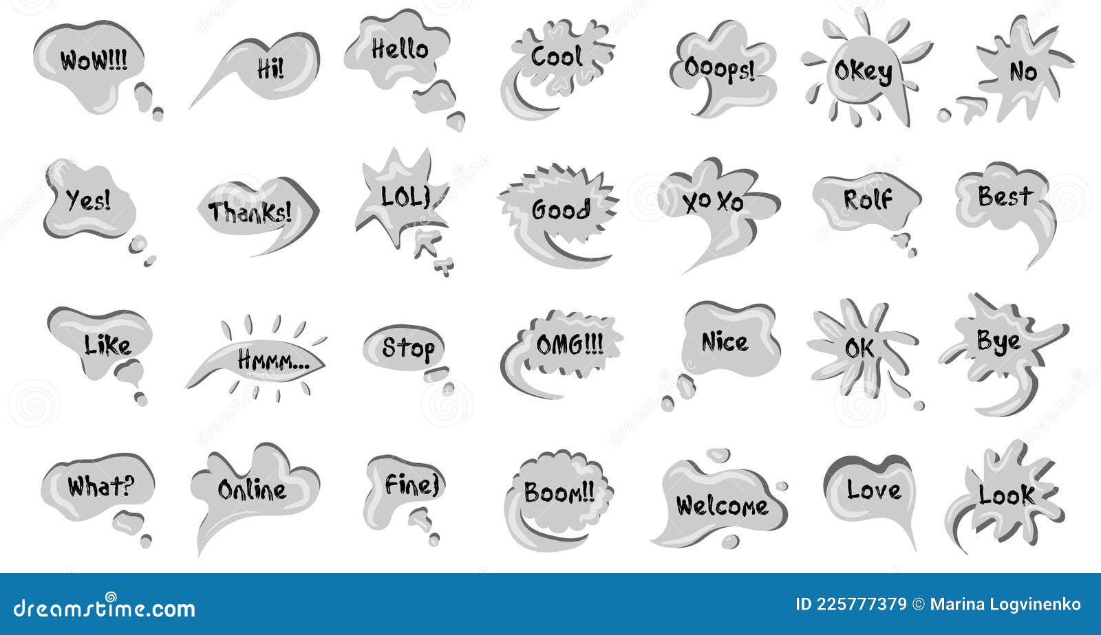 Chat Words - LOL OMG WTF ROFL LMAO. Internet Slang. Cartoon Vector ...