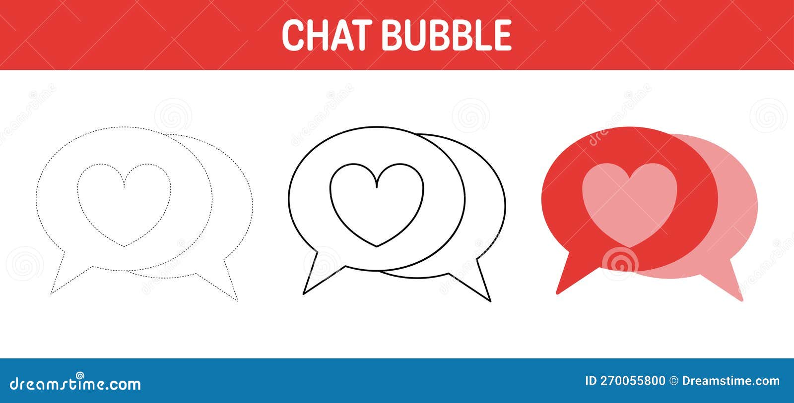 Chat Bubble Tracing and Coloring Worksheet for Kids Stock Vector ...