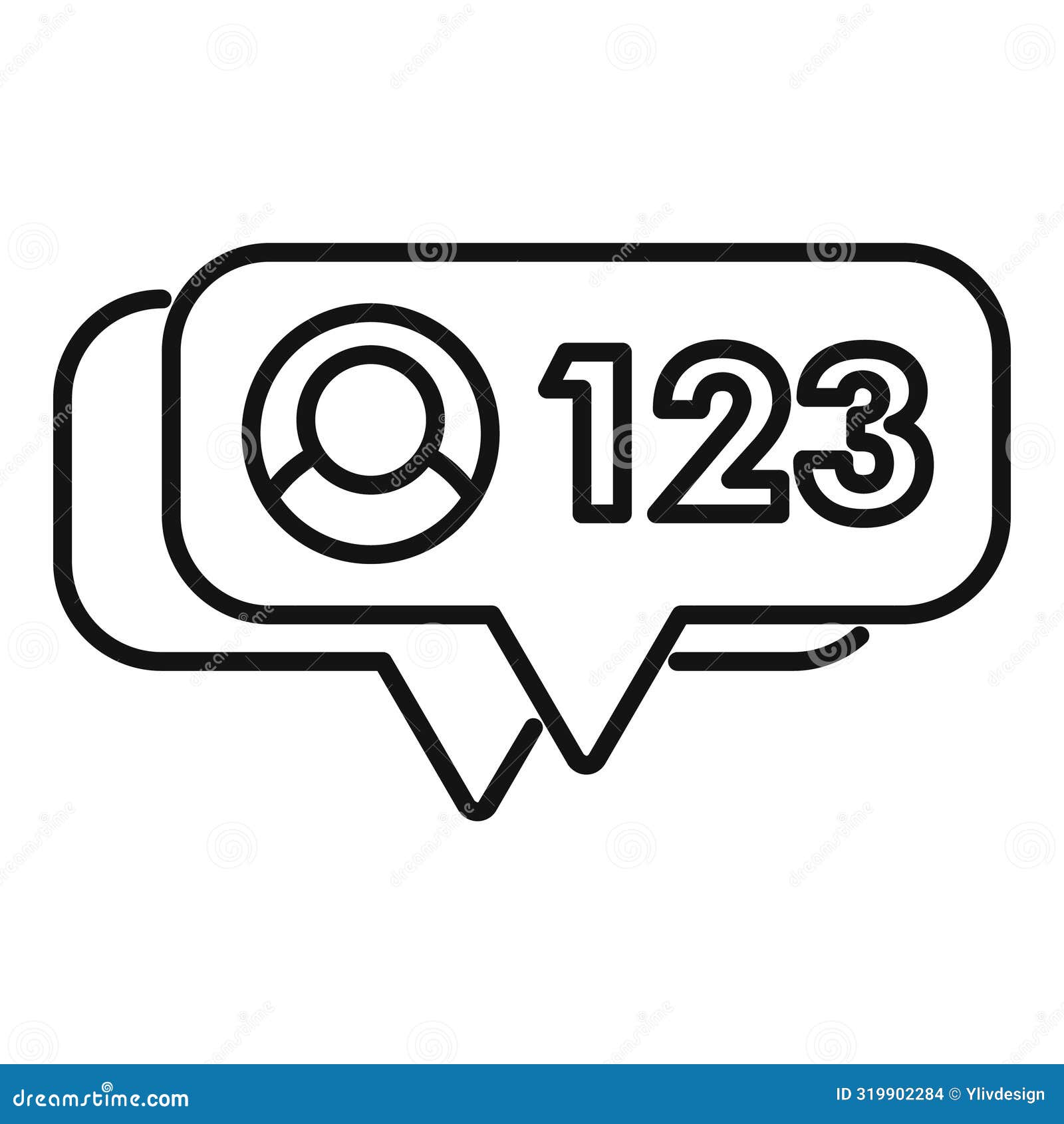 Chat Bubble with User Icon and Numbers Vector Icon Stock Vector ...