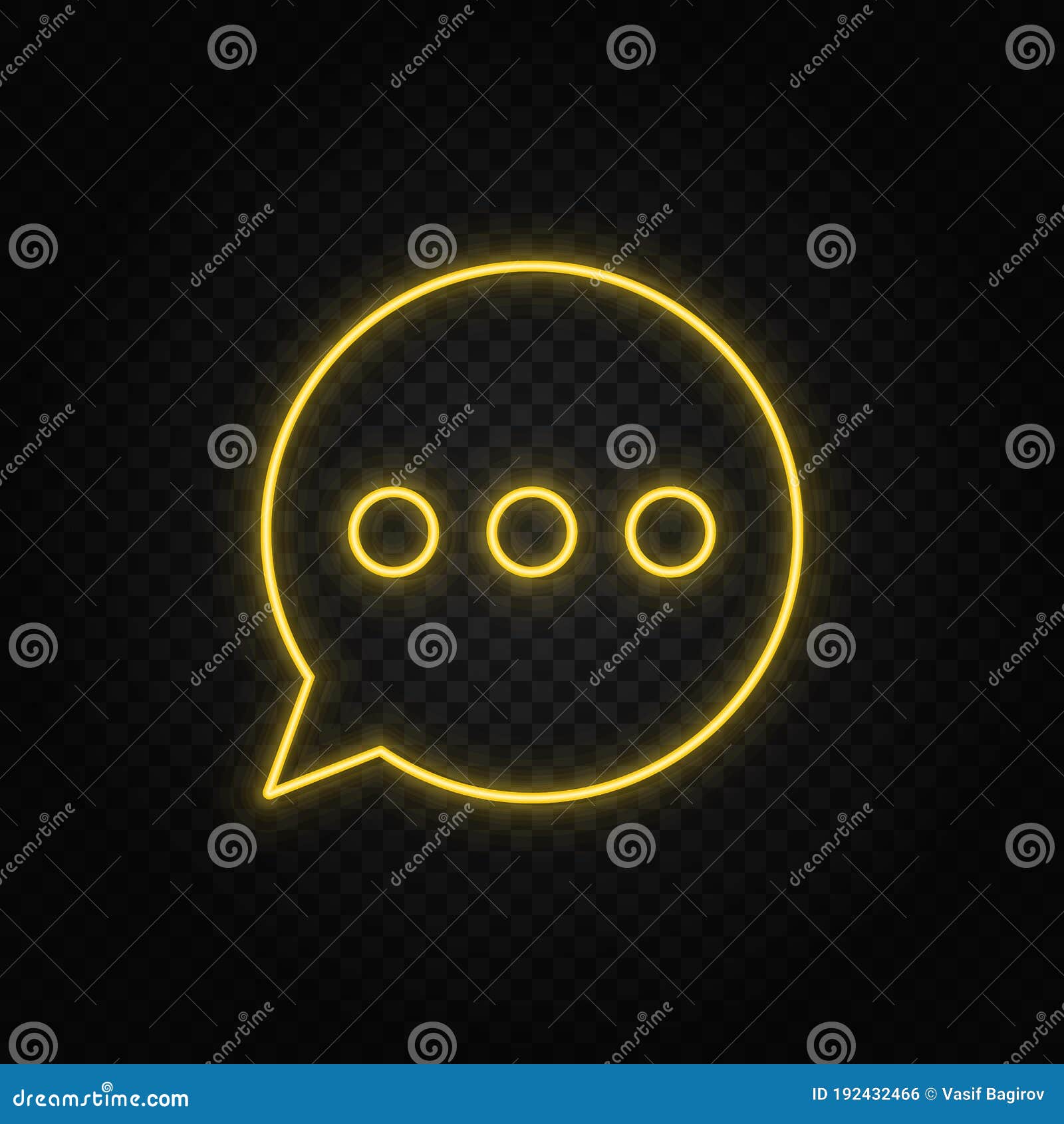 Chat, Chat Bubble Yellow Neon Icon .Transparent Background Stock ...
