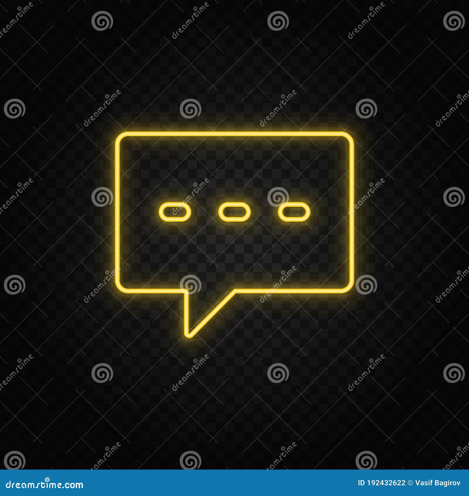Chat, Chat Bubble Yellow Neon Icon .Transparent Background Stock ...