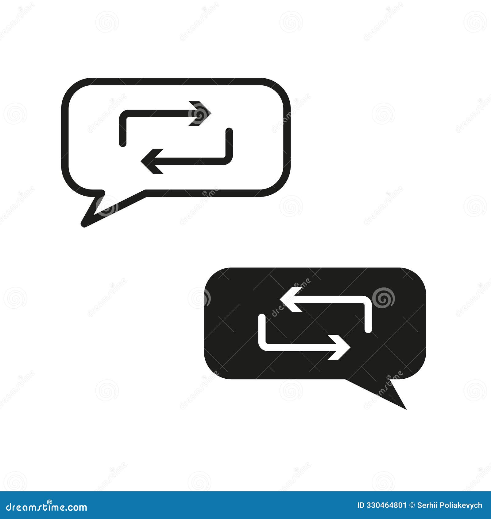 Chat Bubbles with Arrows. Black and White Illustration. Communication ...