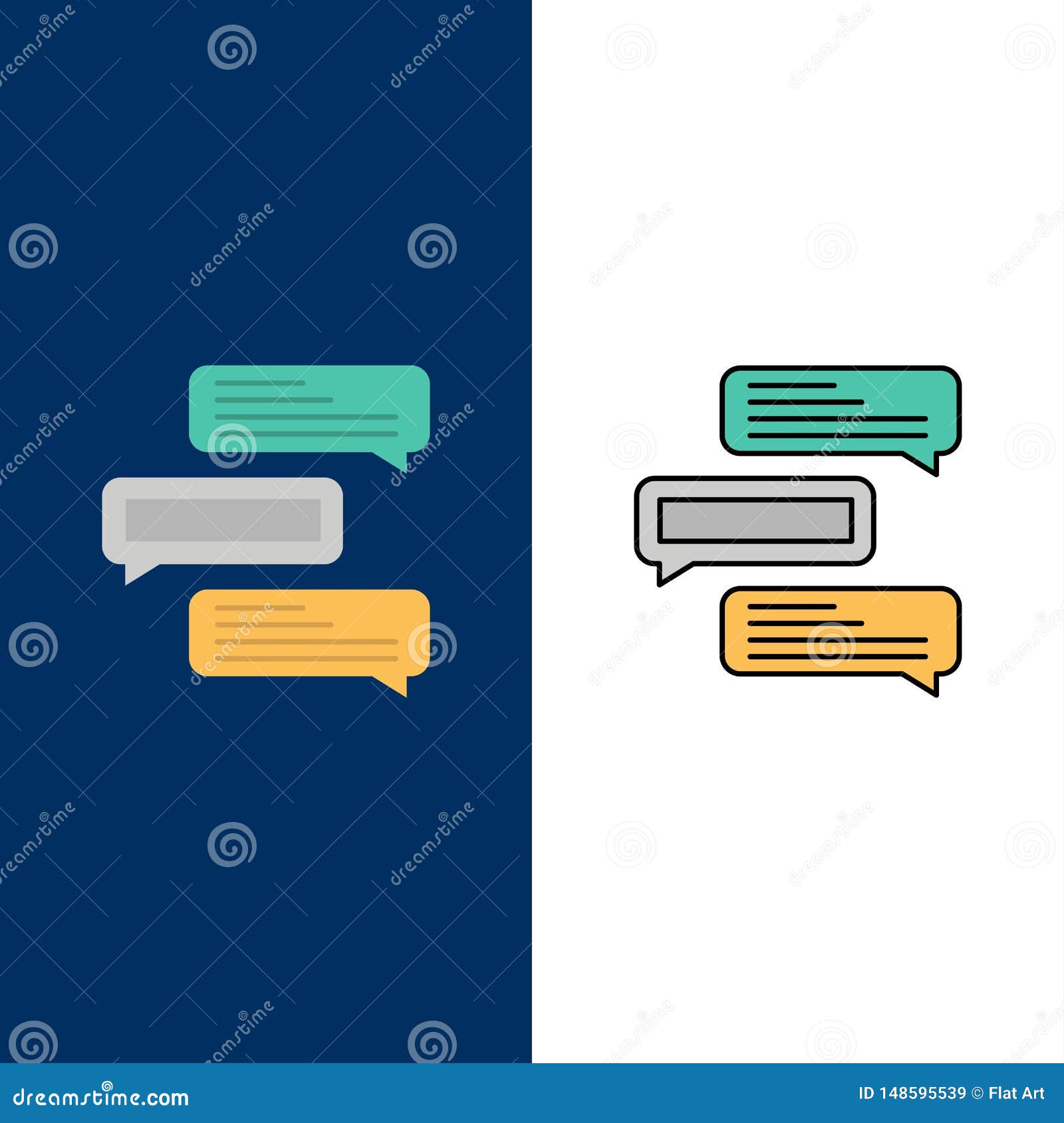 Chat, Bubbles, Comments, Conversations, Talks Icons. Flat and Line ...