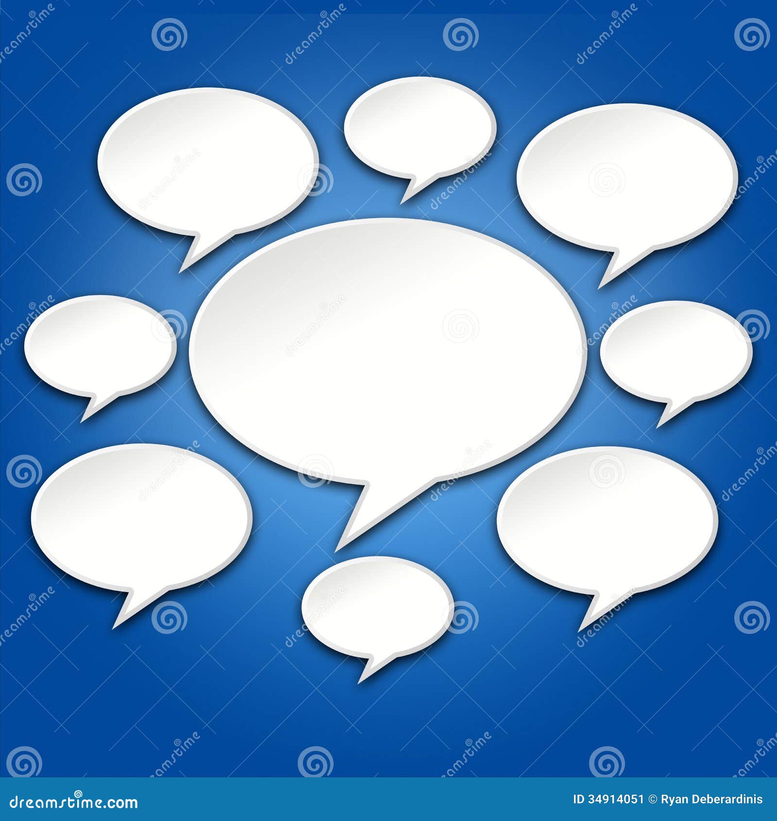 Chat Bubbles Conversation on Blue 3D Background Stock Illustration ...