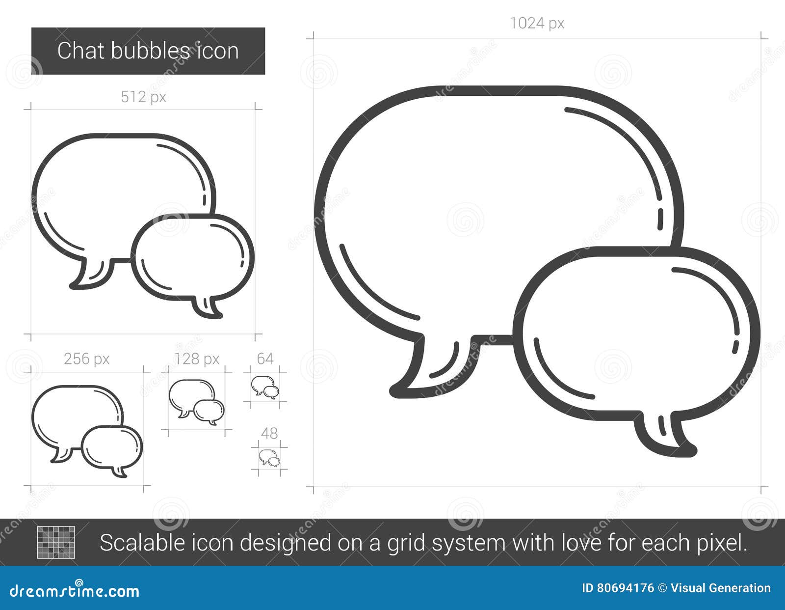 Chat bubbles line icon. stock vector. Illustration of linear - 80694176
