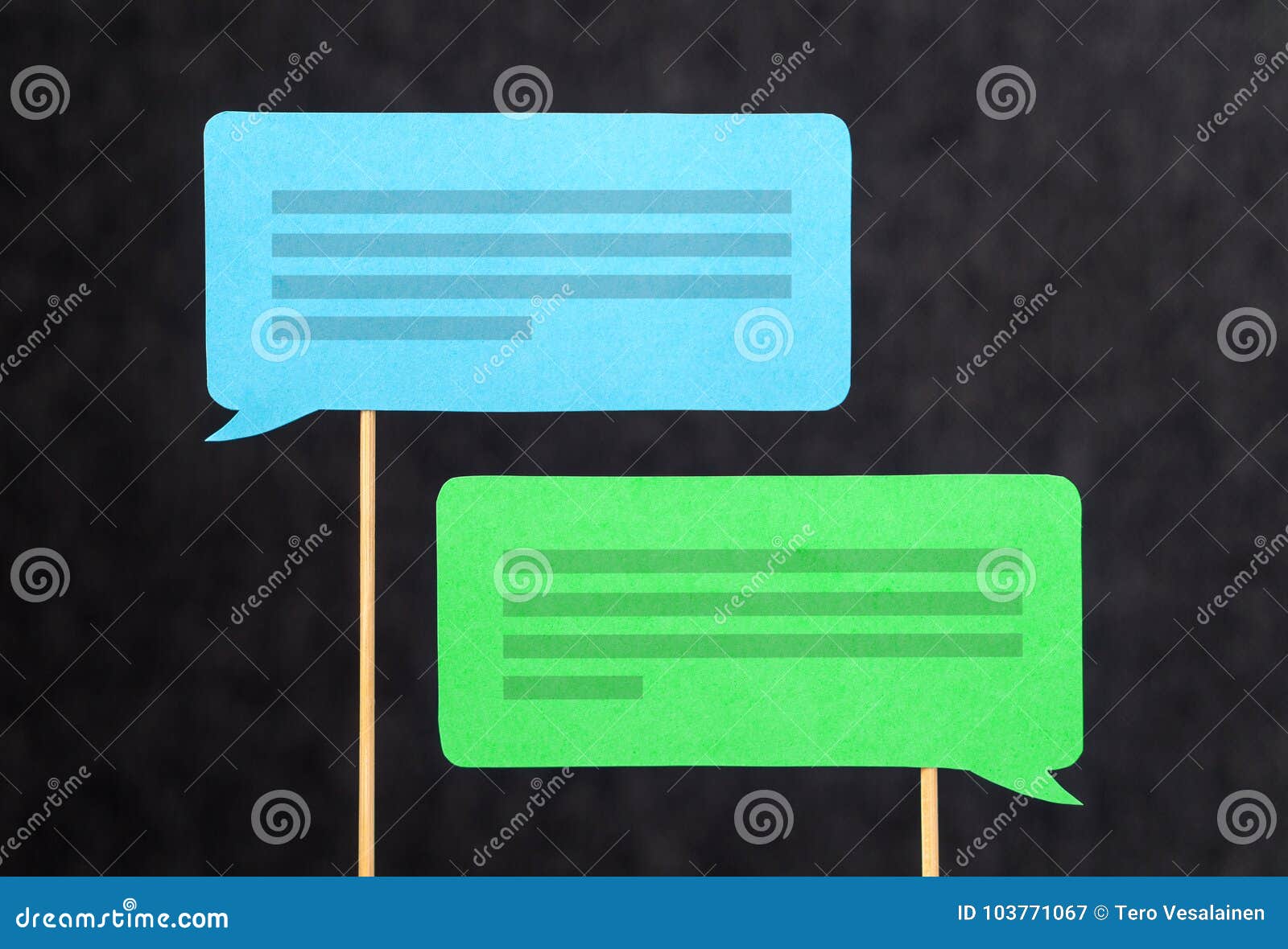 2 Chat Bubbles and Speech Balloons Having Discussion Stock Image ...