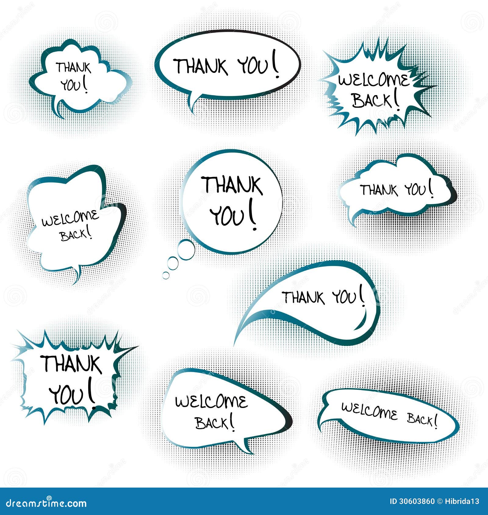 Chat Bubbles with Thank You and Welcome Back Messa Stock Vector ...