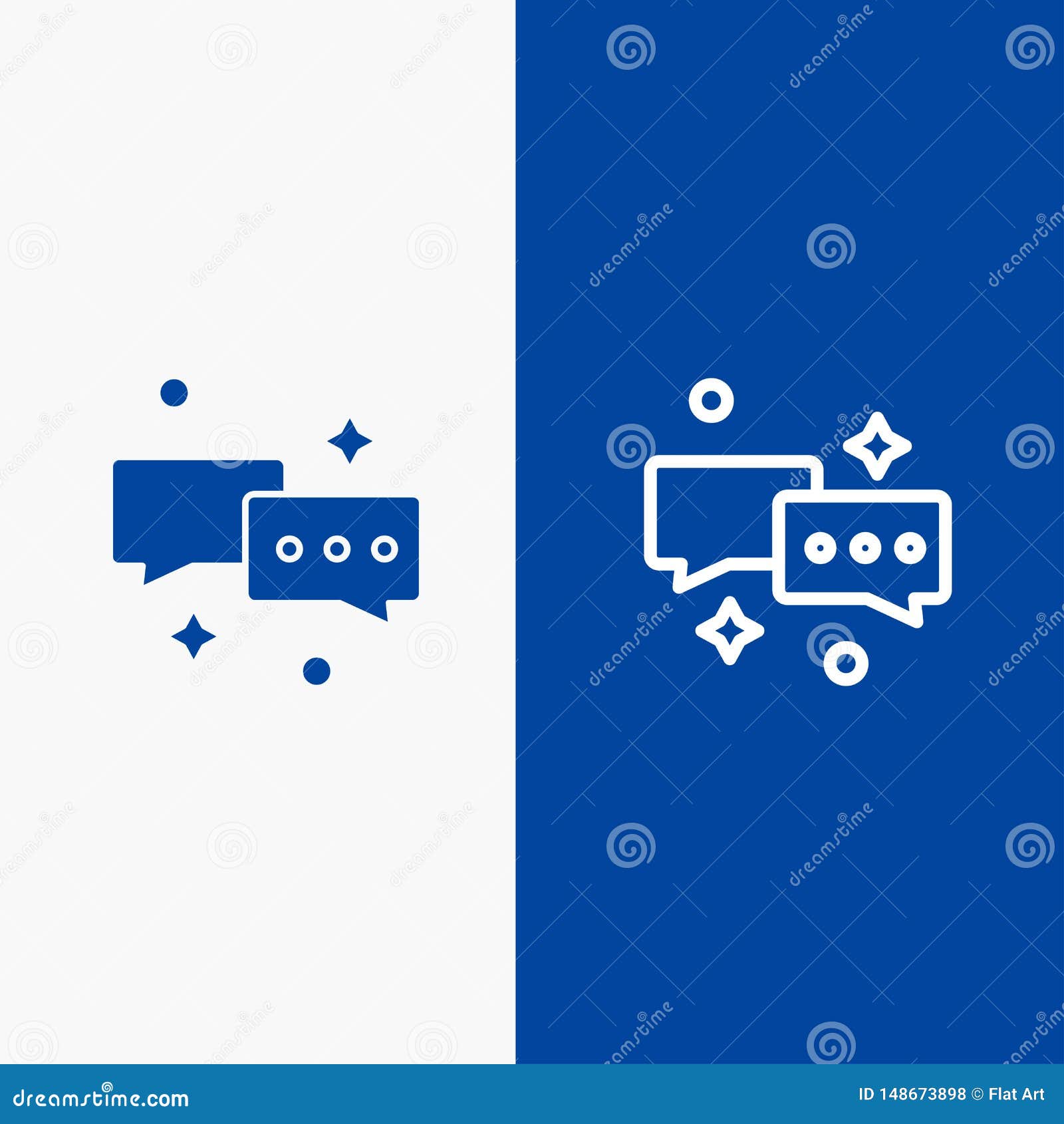 Chat, Chatting, Mail, Email Line and Glyph Solid Icon Blue Banner Line ...