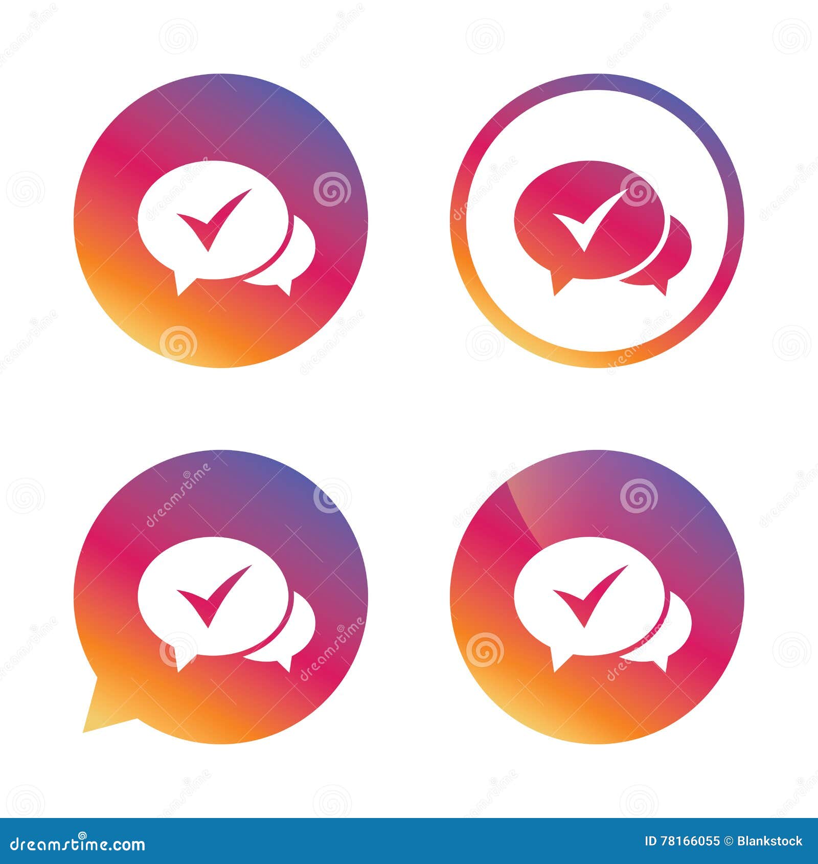 Chat Check Sign Icon. Yes or Tick Symbol. Stock Vector - Illustration ...