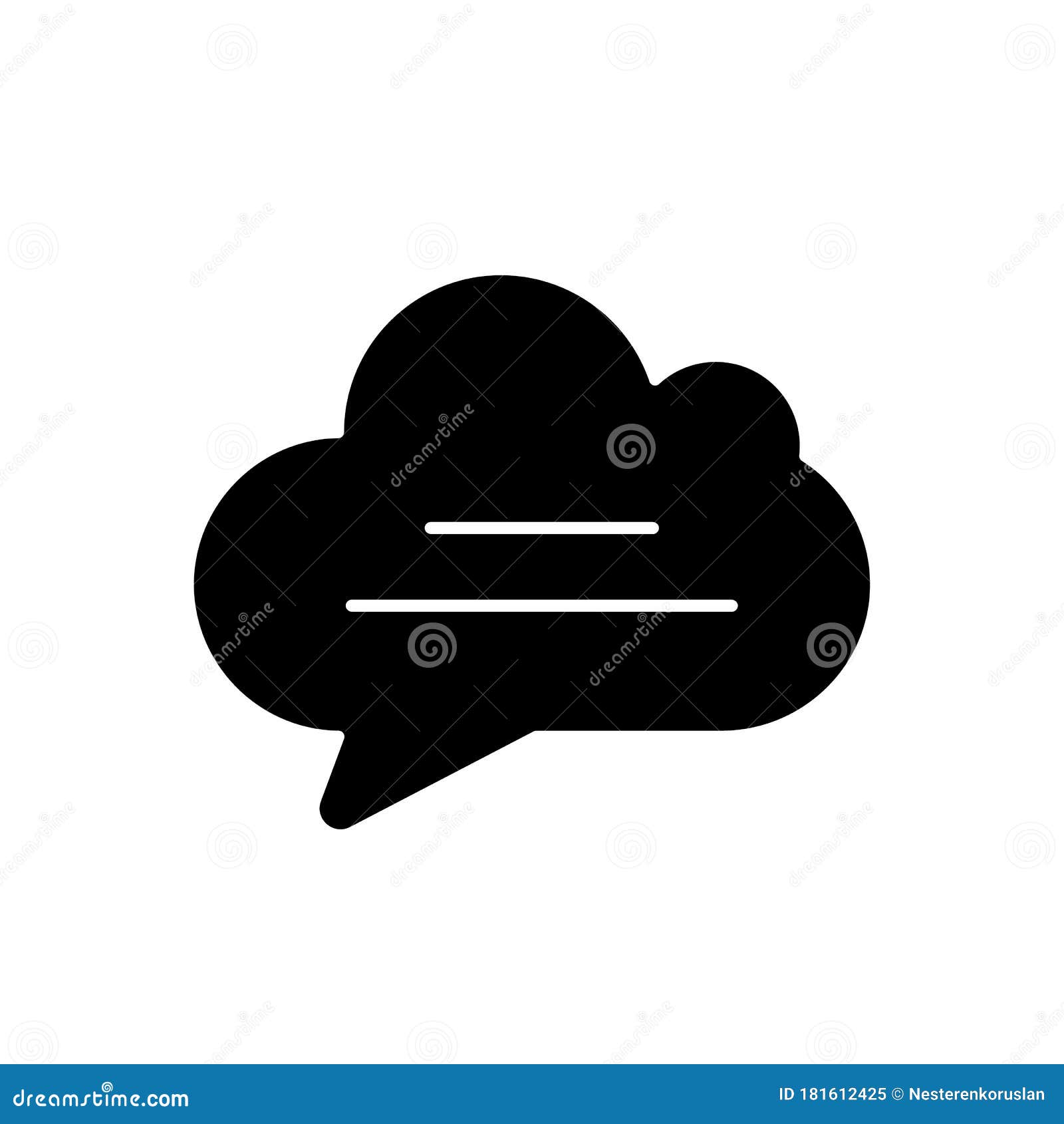 Chat Cloud Black Glyph Icon Stock Vector - Illustration of negative ...